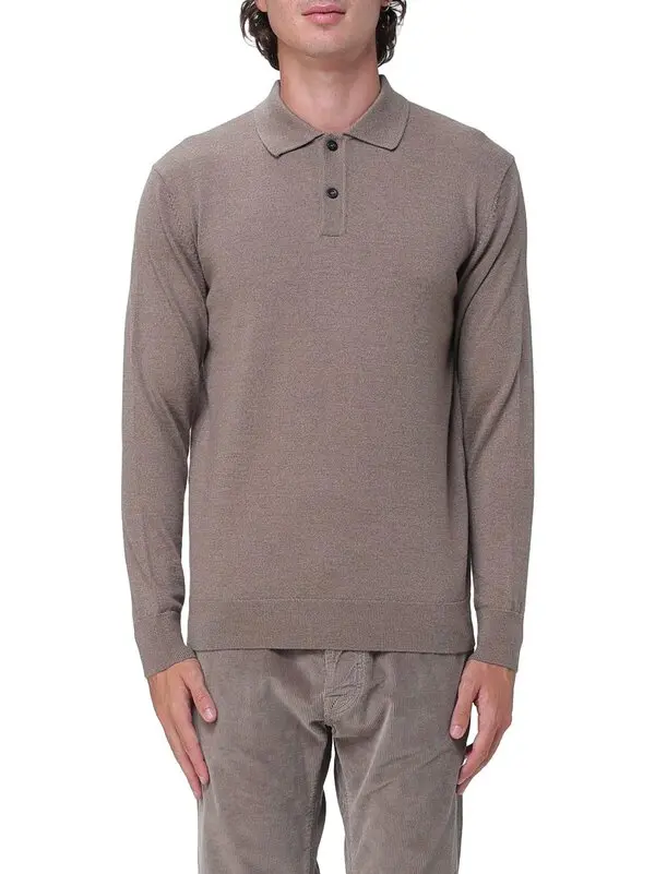 DIANA STUDIO Long-sleeved Knit Cotton Polo With Ribbed Collar - Beige