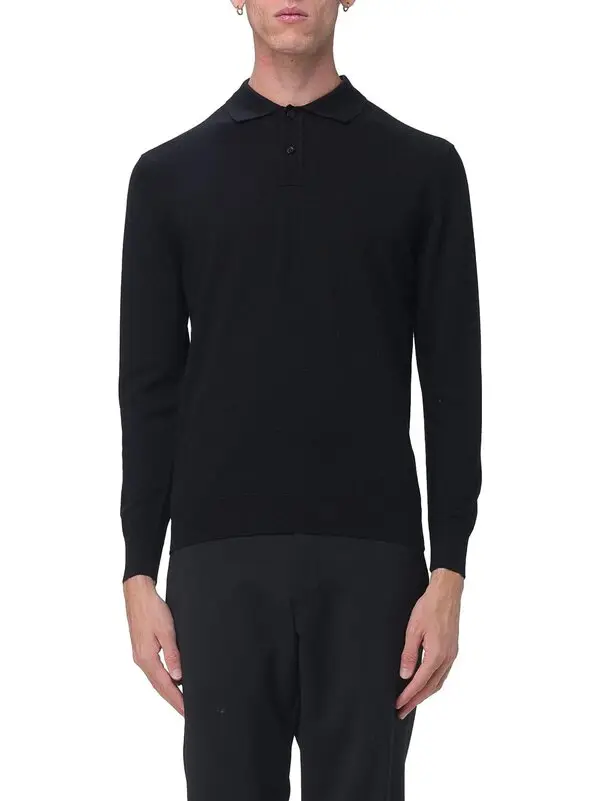 DIANA STUDIO Long-sleeved Knit Cotton Polo With Ribbed Collar - Black