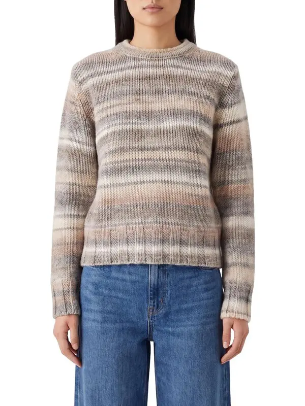 KANGRA Striped Knit Sweater - Beige