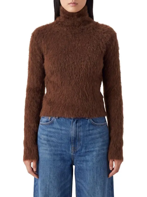 DONDUP Cropped Turtleneck Sweater - Brown