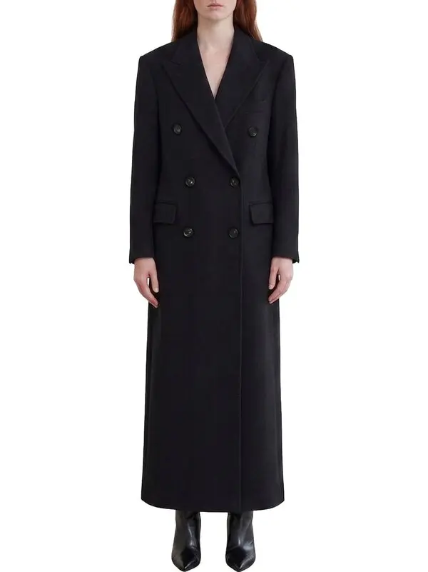 Tagliatore Double Breasted Long Coat - Black