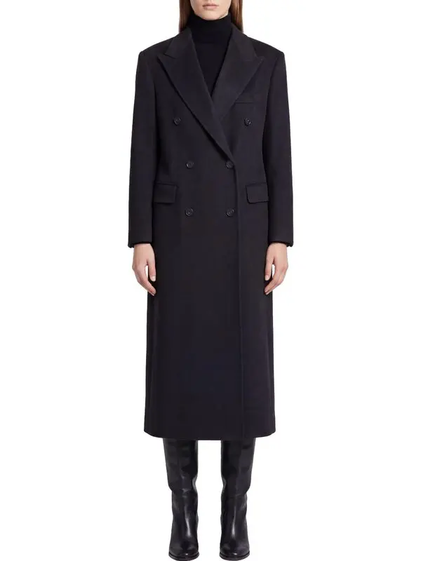 Tagliatore Double Breasted Long Coat - Charcoal