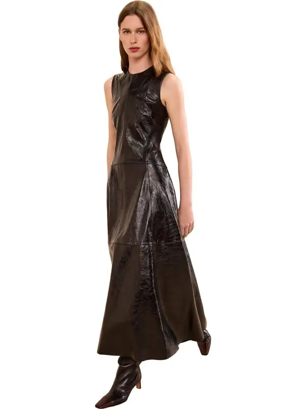 Ulla Johnson Juliette Patent Lambskin Leather Dress - Noir