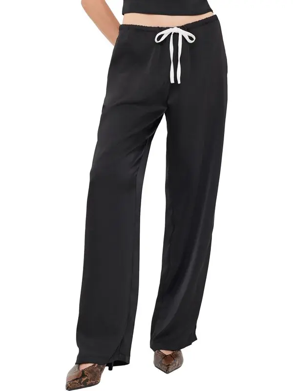 Lioness Femme Satin Pants - Obsidian