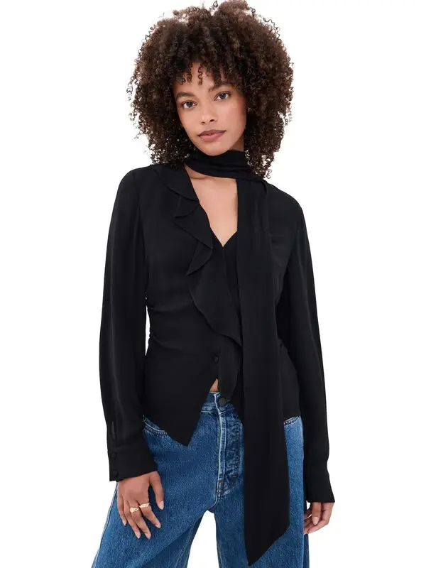Tanya Taylor Amelia Crepe Top - Black