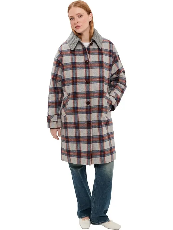 Veronica Beard Laurent Dickey Collared Coat - Heather Grey Multi