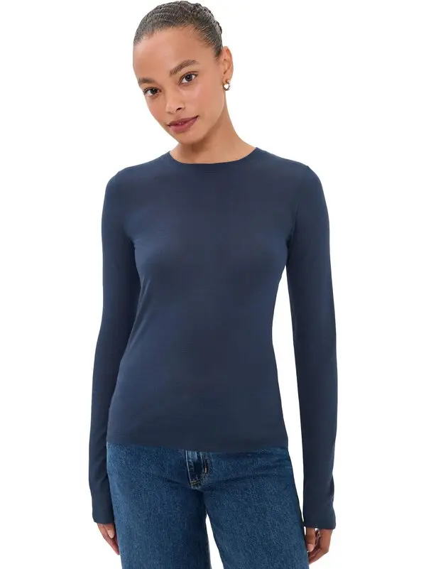 LA LIGNE Long Sleeve Feather Weight Tee - Navy