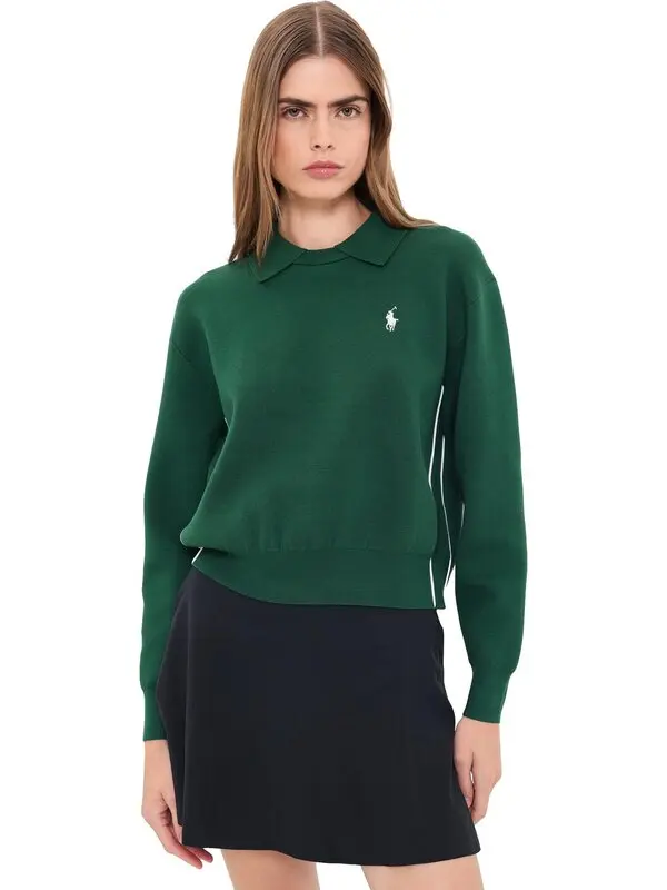 Rlx Ralph Lauren Long Sleeve Collared Sweater - Green