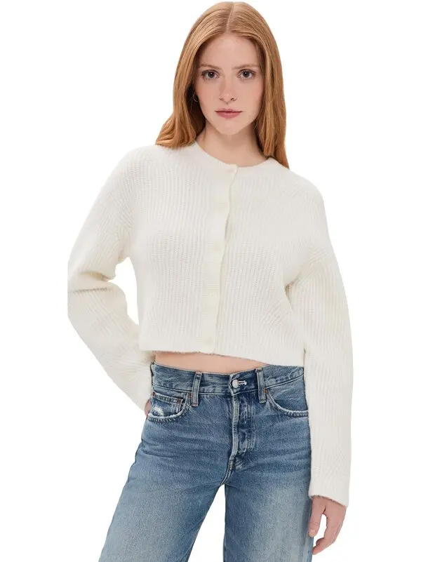 Good American Shrunken Cable Cardigan - Chalk
