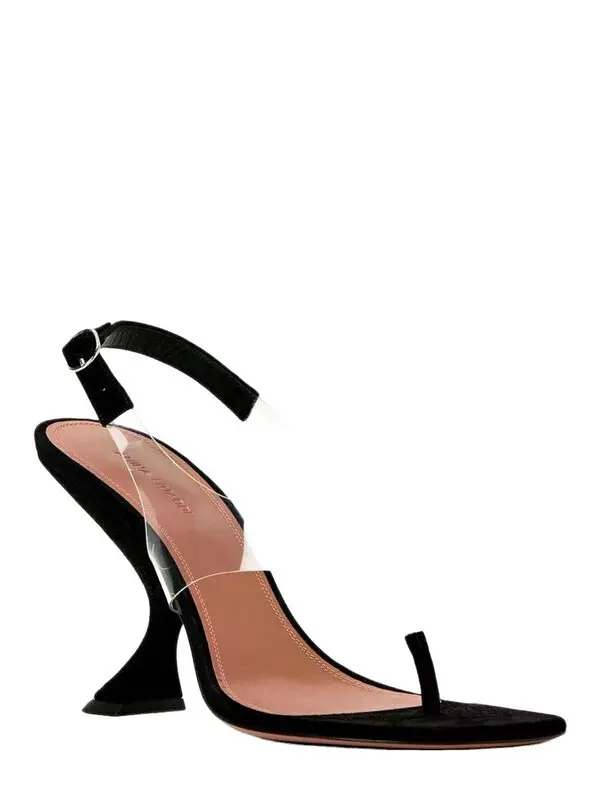 Amina Muaddi Mackenzie Thong Heeled Sandals - Black