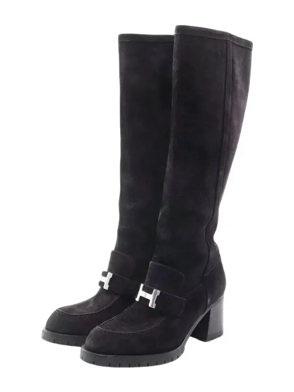 Hermès Folie H-logo Knee-high Boots - Black