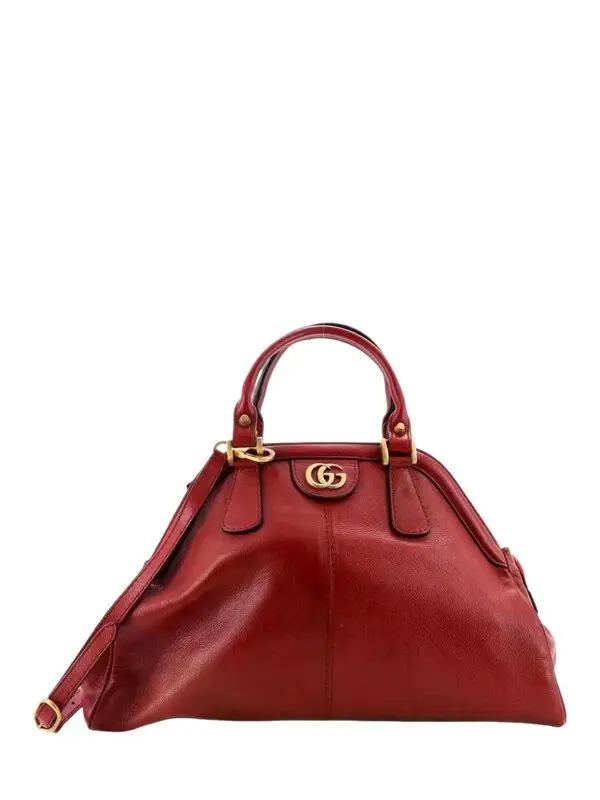 Gucci Leather Medium Satchel Top Handle Bag - Red