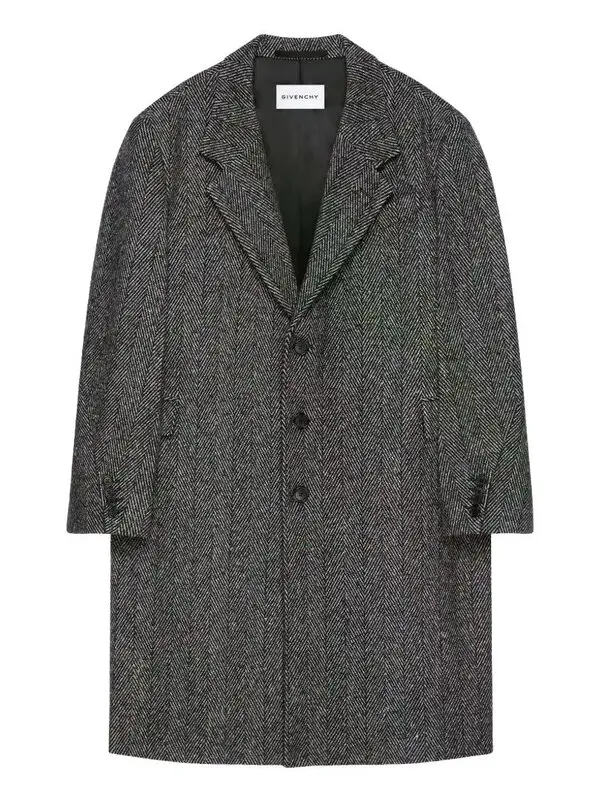Givenchy Herringbone Tailored Coat - Black
