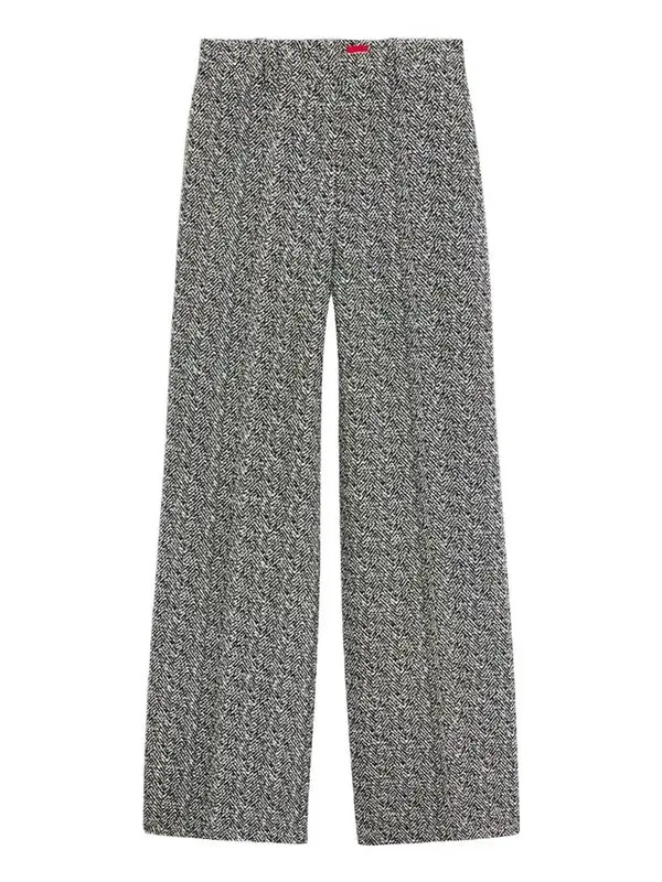Hugo Stretch Herringbone Wide-leg Trousers - Grey