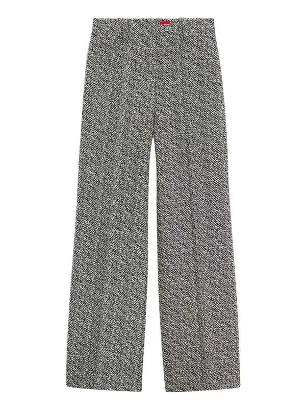 Hugo Stretch Herringbone Wide-leg Trousers - Grey
