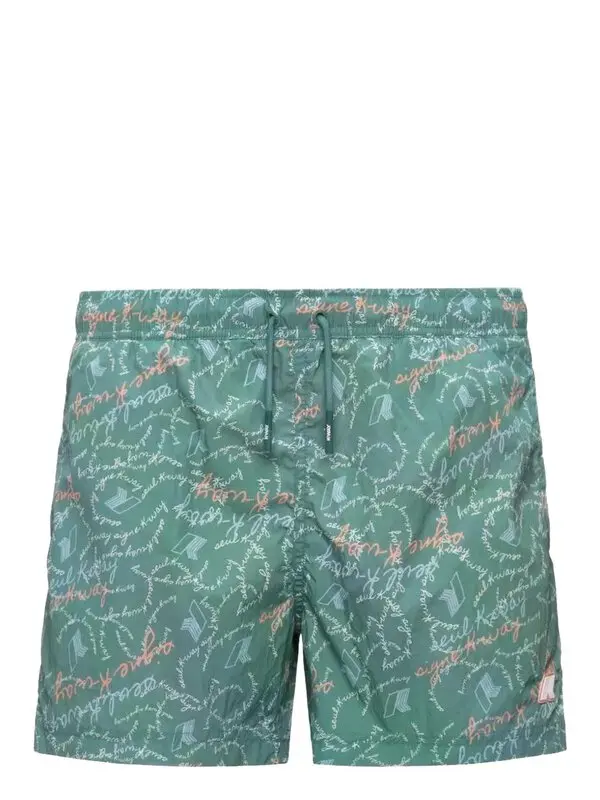 K-WAY Graphic Print Swim Shorts - Green