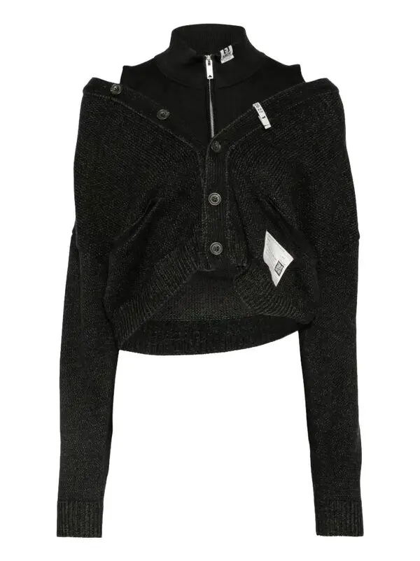 Mihara Yasuhiro Layered Knit Cardigan - Black