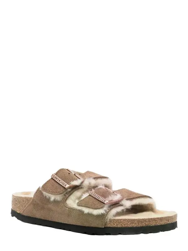 BIRKENSTOCK Arizona Shearling-lined Suede Sandals - Brown