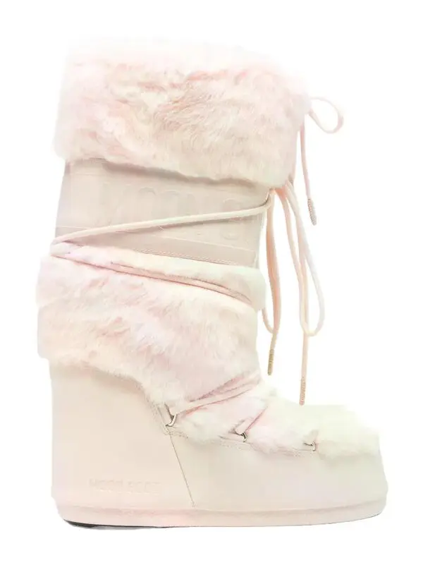 Moon Boot Faux-fur Lace-up Boots - Pink