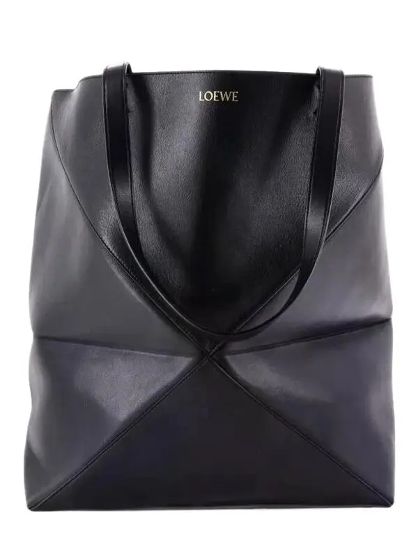 Loewe Puzzle Fold Leather Xl Tote Bag - Black