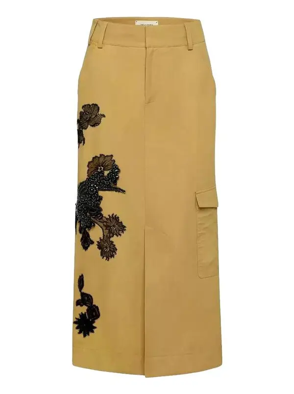 Hellessy Dima Bead-embellished Lace-appliqué Maxi Skirt - Neutrals