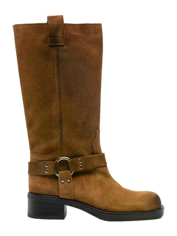 GISEL B Harness Detail Square-toe Boots - Brown