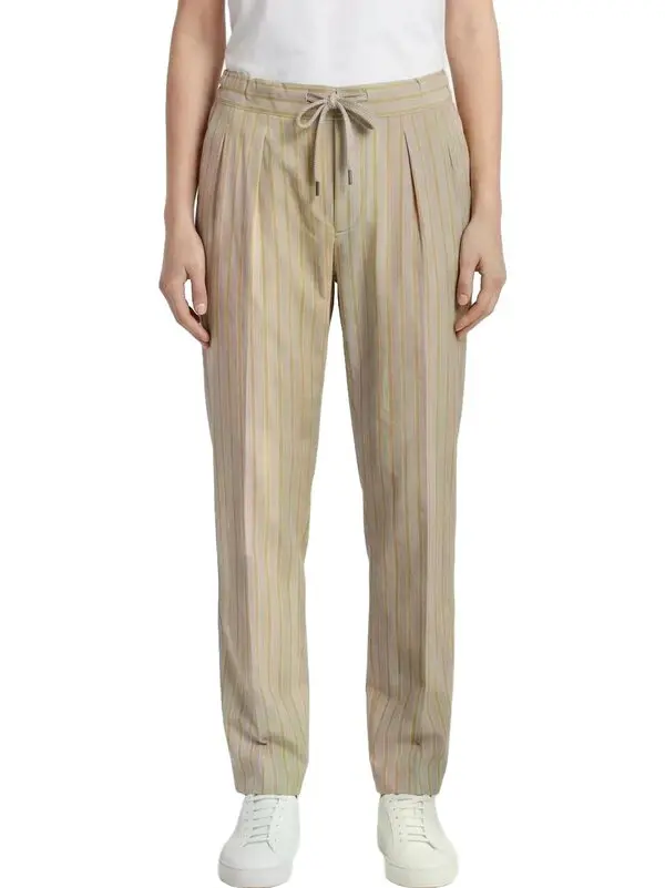 Brunello Cucinelli Striped Drawstring Trousers - Neutrals