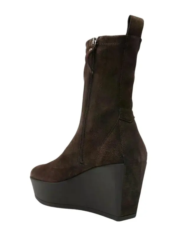 VIC MATIE Dark Leather Wedge-heel Ankle Boots - Brown