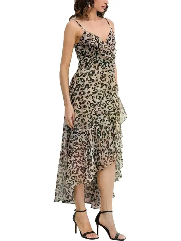 MORGAN Leopard-print Asymmetric Ruffled Dress - Neutrals
