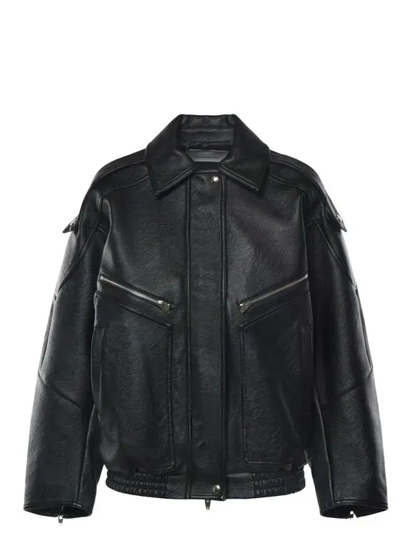 THE FRANKIE SHOP Hudson Faux-leather Zip-up Jacket - Black