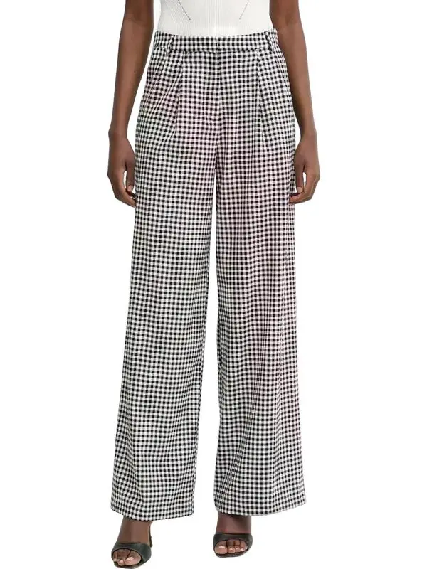 MORGAN Gingham-check Wide-leg Trousers - Black