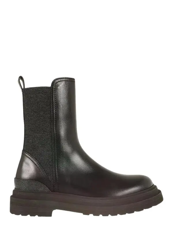 Brunello Cucinelli Monili-trim Leather Ankle Boots - Brown