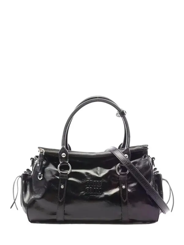 Miu Miu Shiny Leather Tote Bag - Black