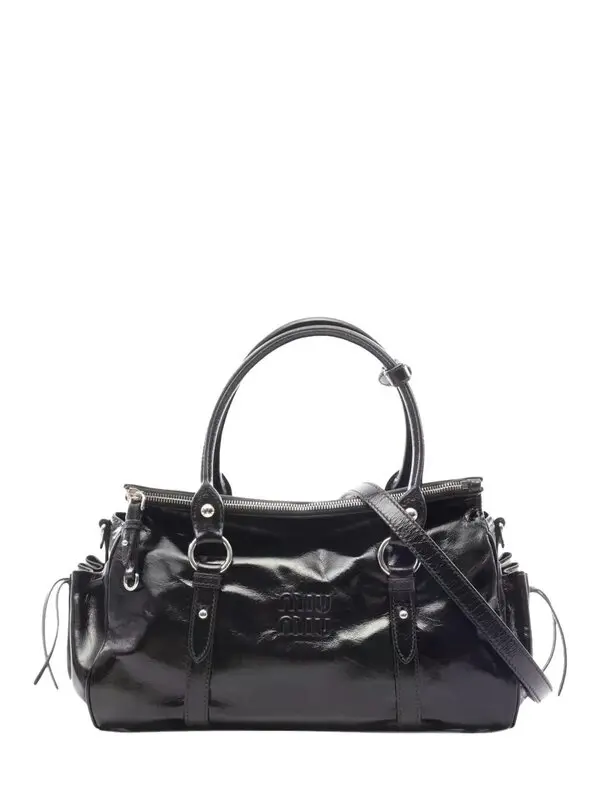 Miu Miu Shiny Leather Tote Bag - Black