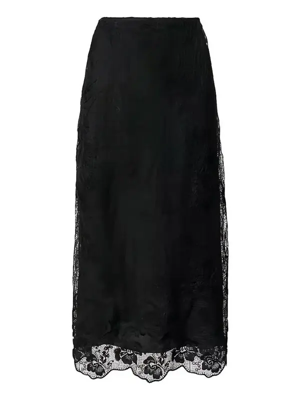 Fabiana Filippi Lace Overlay Midi Skirt - Black