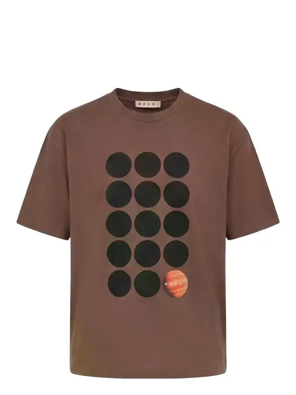 Marni Cotton T-shirt With Planet-print - Brown