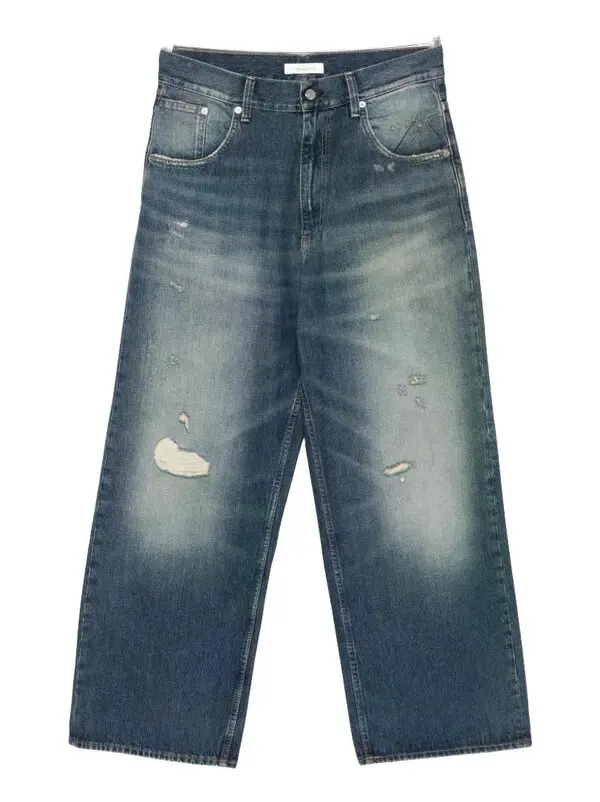 SUNFLOWER Distressed-effect Wide-leg Jeans - Blue