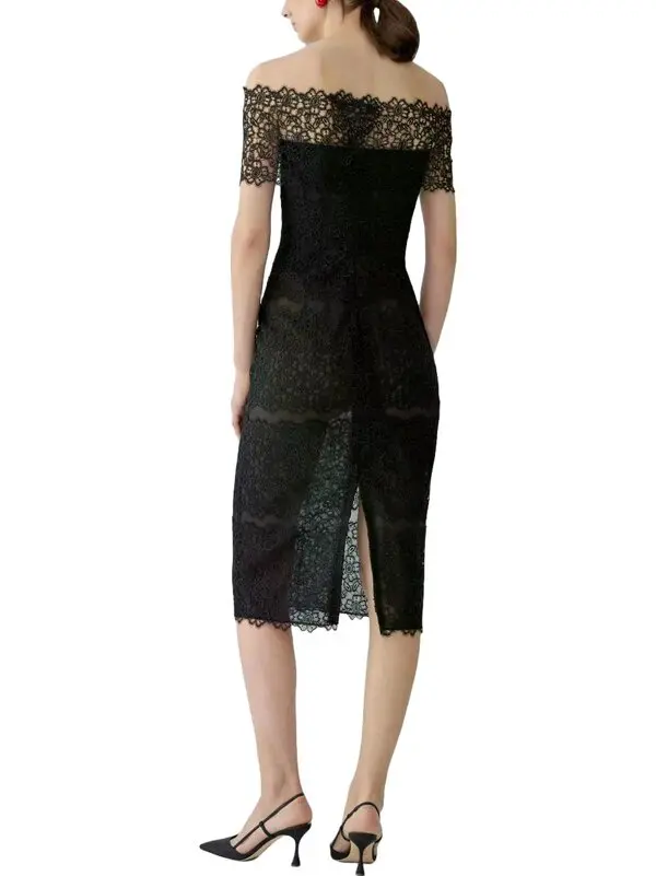 Carolina Herrera Lace-trimmed Off-shoulder Dress - Black