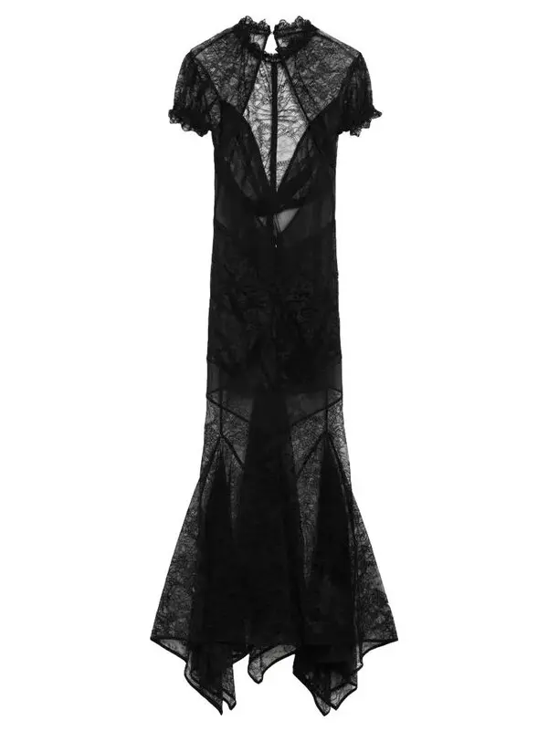 Attico Lace-panelled Open-back Midi Dress - Black