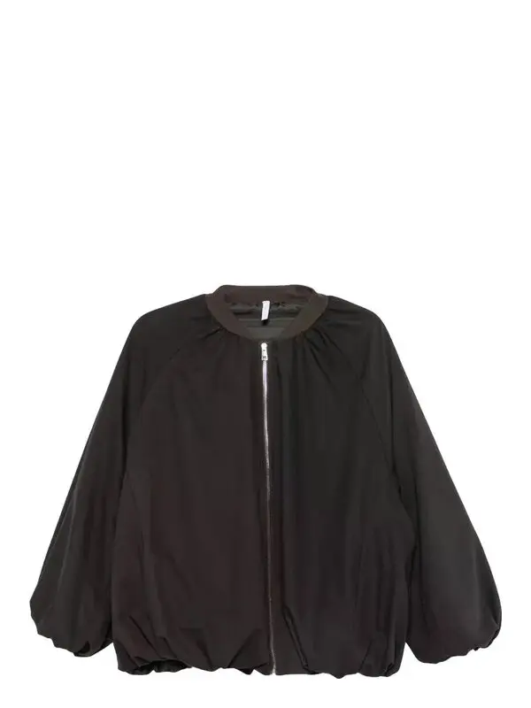 Imperial Zip-up Puffed-sleeve Jacket - Brown