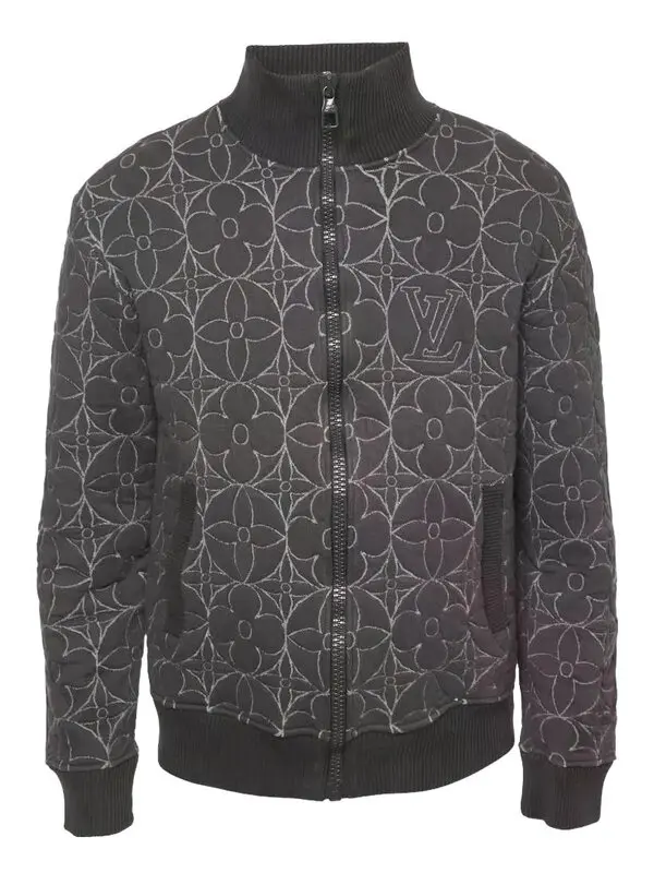 LOUIS VUITTON Monogram Flower Quilted Bomber Jacket - Grey