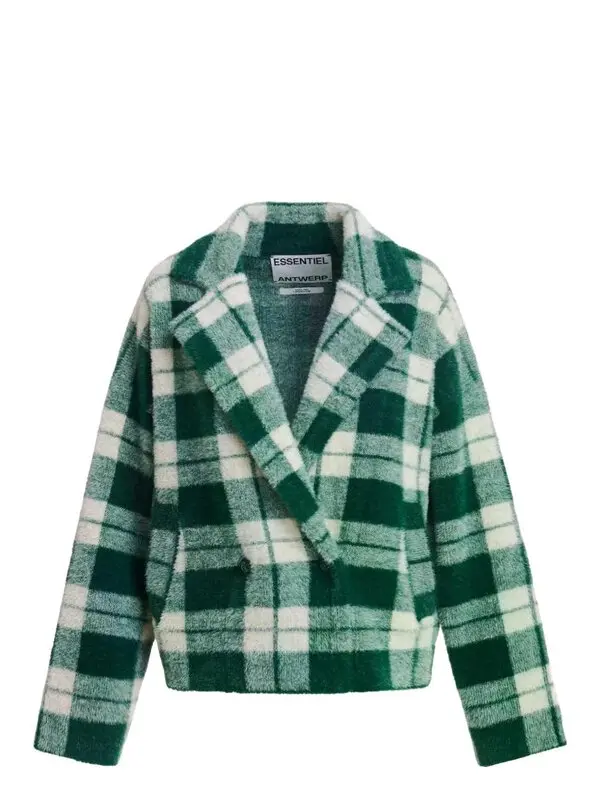 Essentiel Antwerp Checked Double-breasted Cardigan - Green
