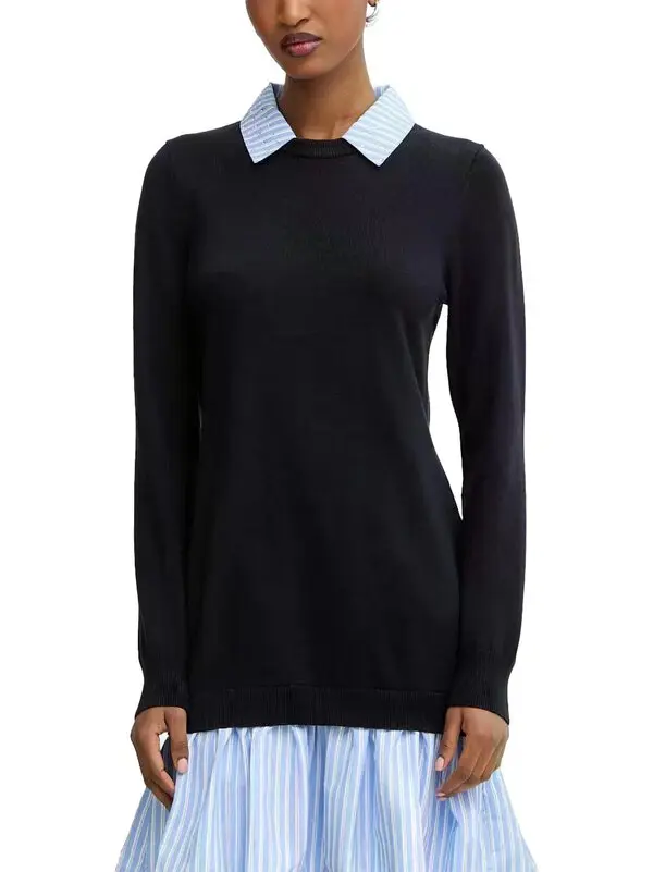 MORGAN Layered Effect Striped Detail Mini Dress - Blue
