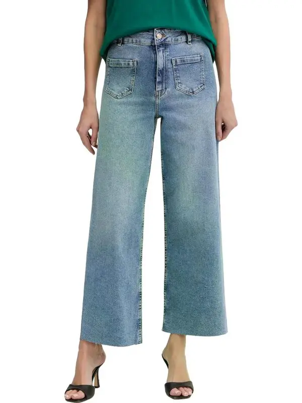 MORGAN Patch-pocket Wide-leg Jeans - Blue