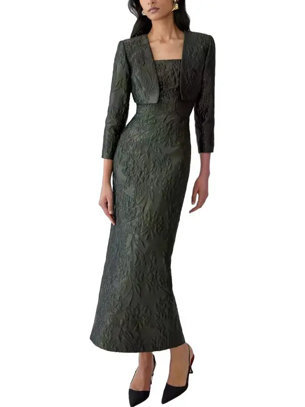 Carolina Herrera Floral Cloqué Jacquard Bolero Jacket - Green