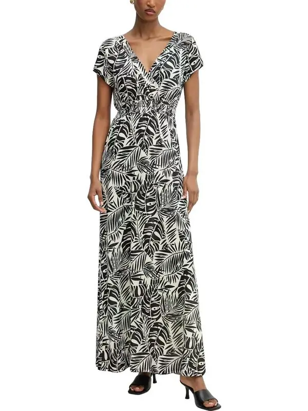 MORGAN Leaf Print Maxi Dress - Neutrals