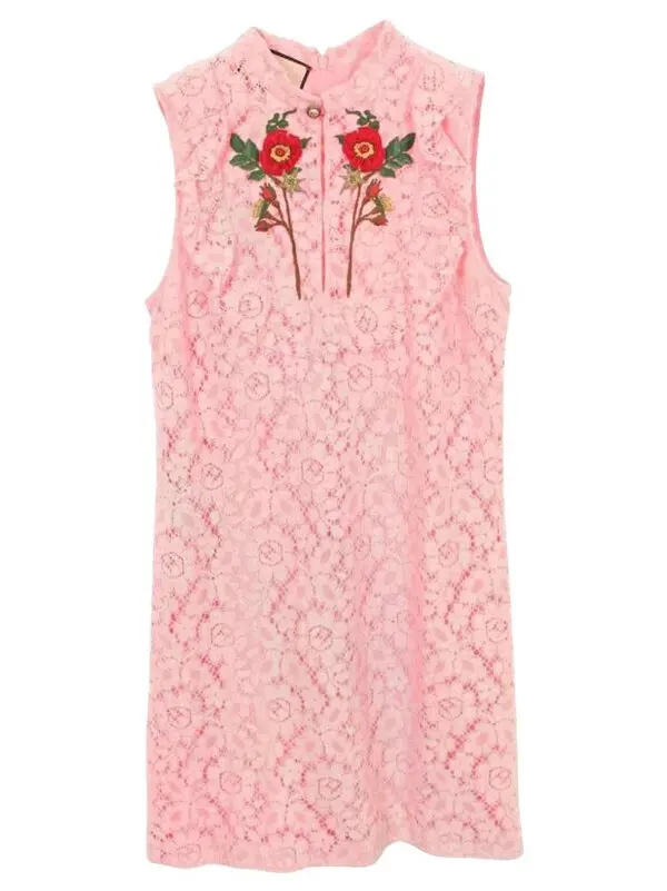 Gucci Floral Lace Midi Dress - Pink