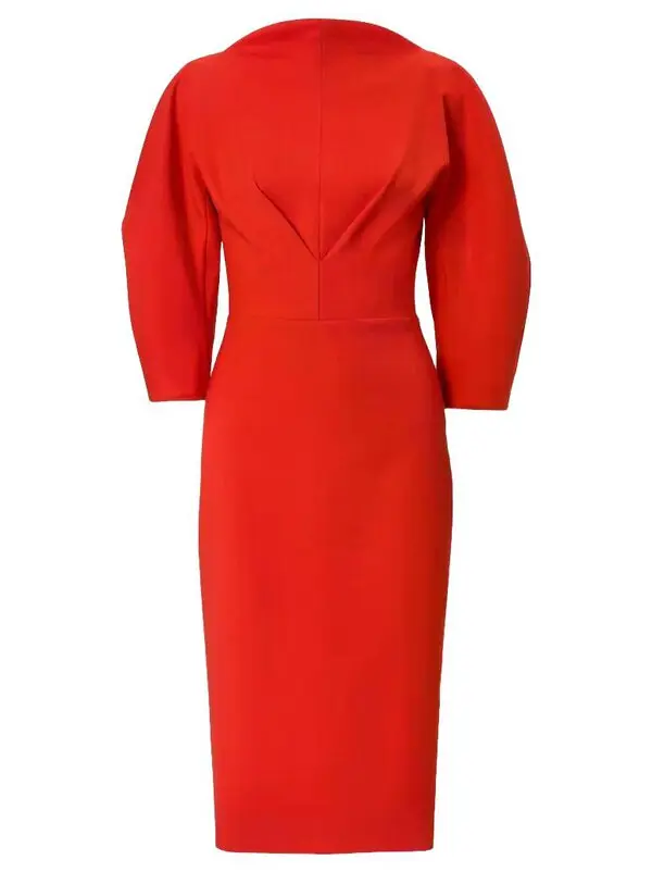 Carolina Herrera Draped Neck Bow Detail Midi Dress - Red