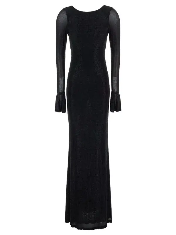 TWENTY FOURHAITCH Algedi Crystal Embellished Maxi Dress - Black