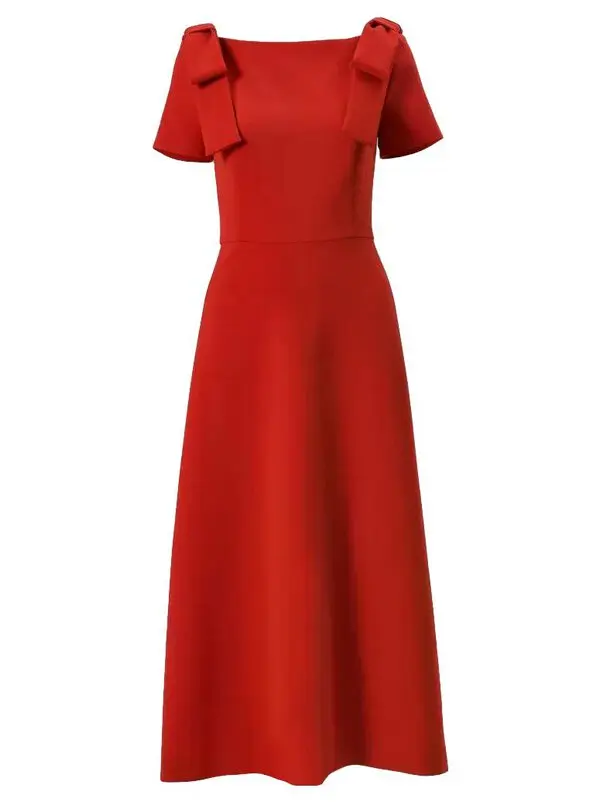 Carolina Herrera Bow-shoulder Midi Dress - Red